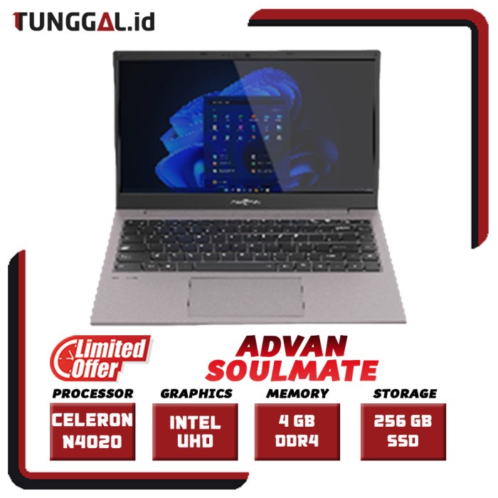 Jual ADVAN Soulmate Intel Celeron N4020 4GB 128 GB + 256 GB 14.0HD ...