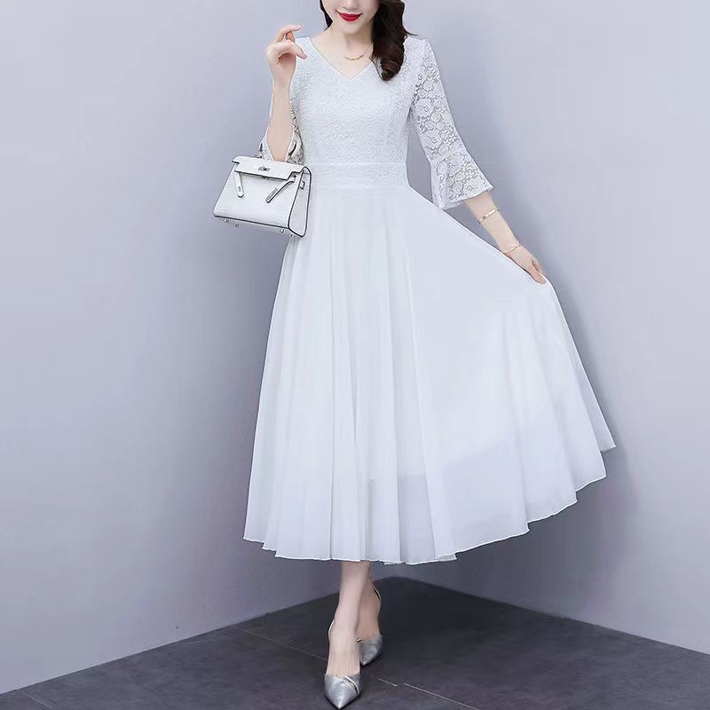 Jual Gaun renda putih baru 2024 / gaun pantai liburan pantai rok ...