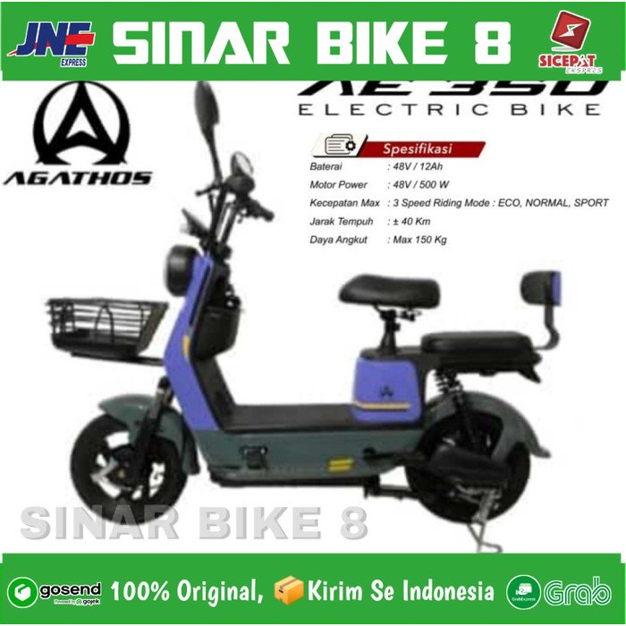 Jual Sepeda Listrik AGATHOS AE 350 Electric E Bike 48V/12 Ah 500 Watt | Shopee Indonesia