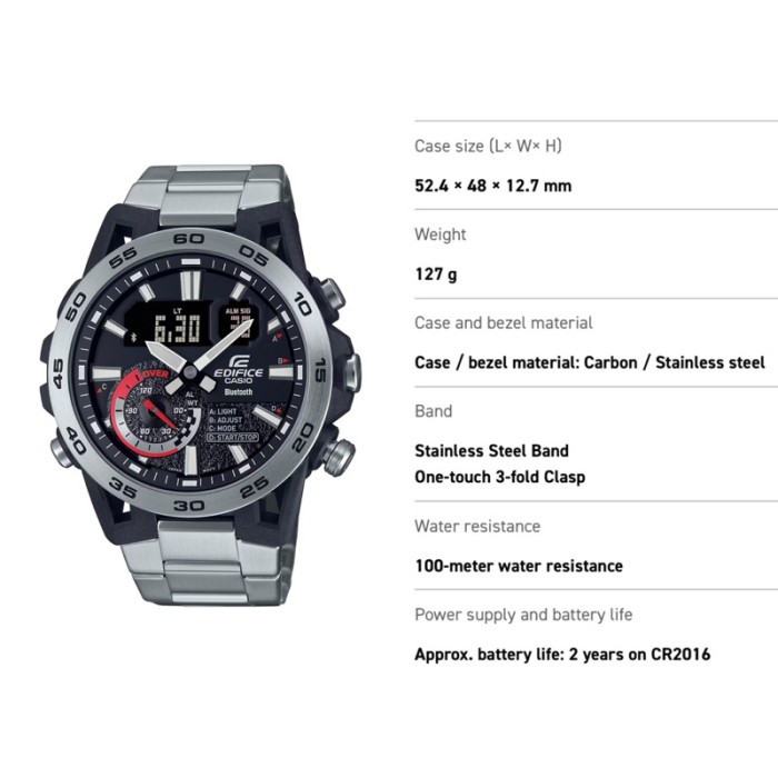 Jual Original 100%!! Casio Edifice ECB-40D-1ADF Jam Tangan Pria Bluetooth ECB-40D-1A ECB40 ...