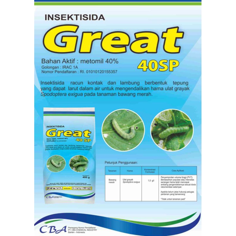 Jual Insektisida Great 40 Sp 800gr Bahan aktif metomil 40 g/l produksi ...