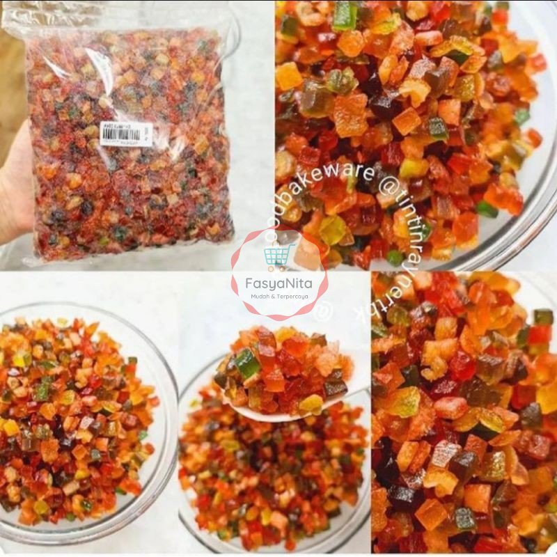 Jual Sukade Asli Kulit Jeruk - Mixed Cube - Cherry merah hijau kulit ...