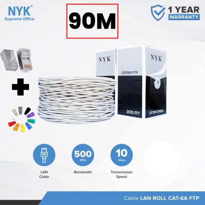 Jual NYK Kabel LAN FTP NYK CAT 6 6A 90 METER | Shopee Indonesia
