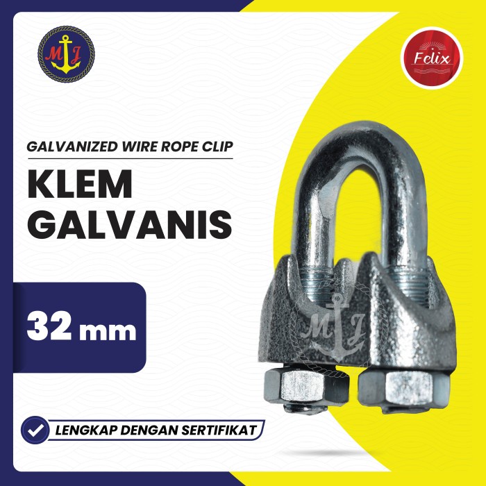 Jual KLEM 32 MM // WIRE ROPE CLIP GALVANIZED | Shopee Indonesia