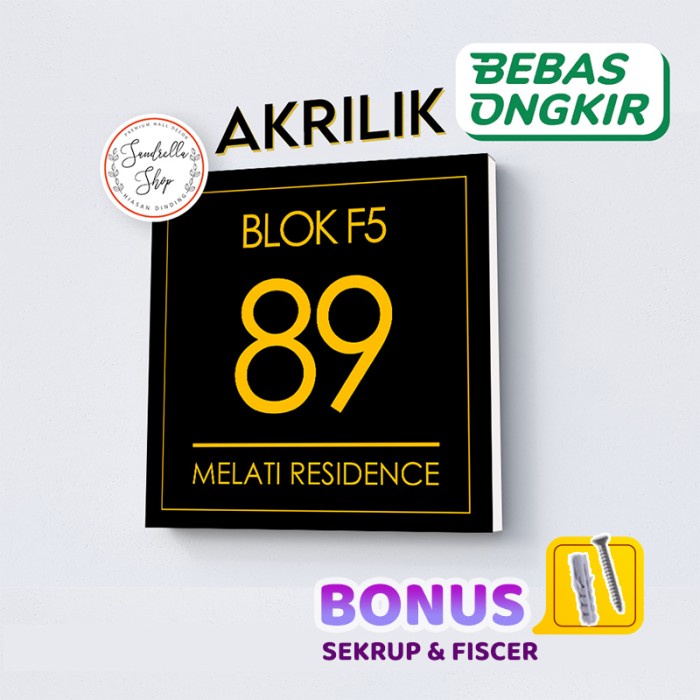 Jual Custom Nomor Rumah Akrilik Papan Alamat Nomer Rumah Acrylic AKMNR3 ...