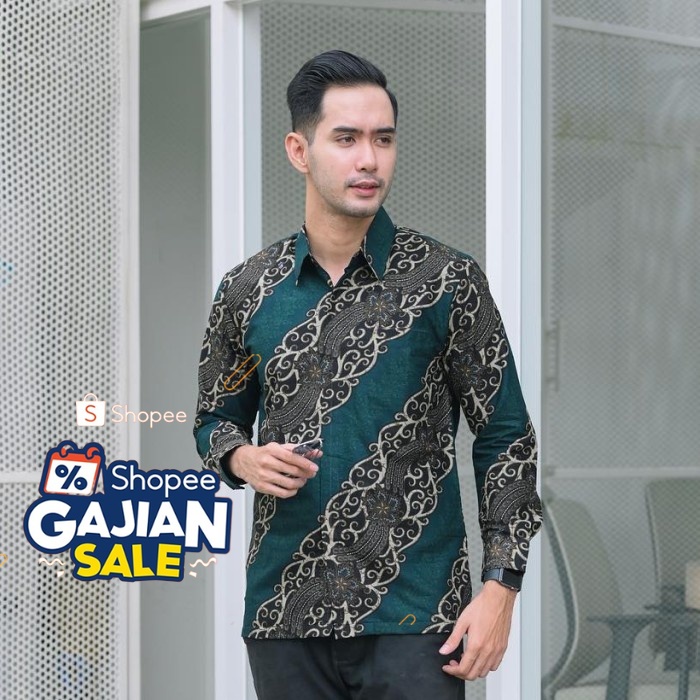 Jual Kemeja Batik Pria Lengan Panjang Jumbo PREMIUM Lapis Furing Ijo ...