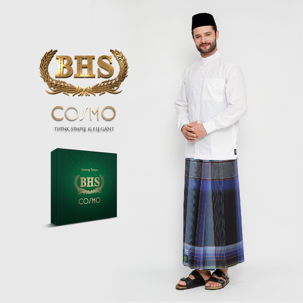 Jual Sarung BHS Cosmo Gold Motif K26 PPQ Biru Hitam | Shopee Indonesia