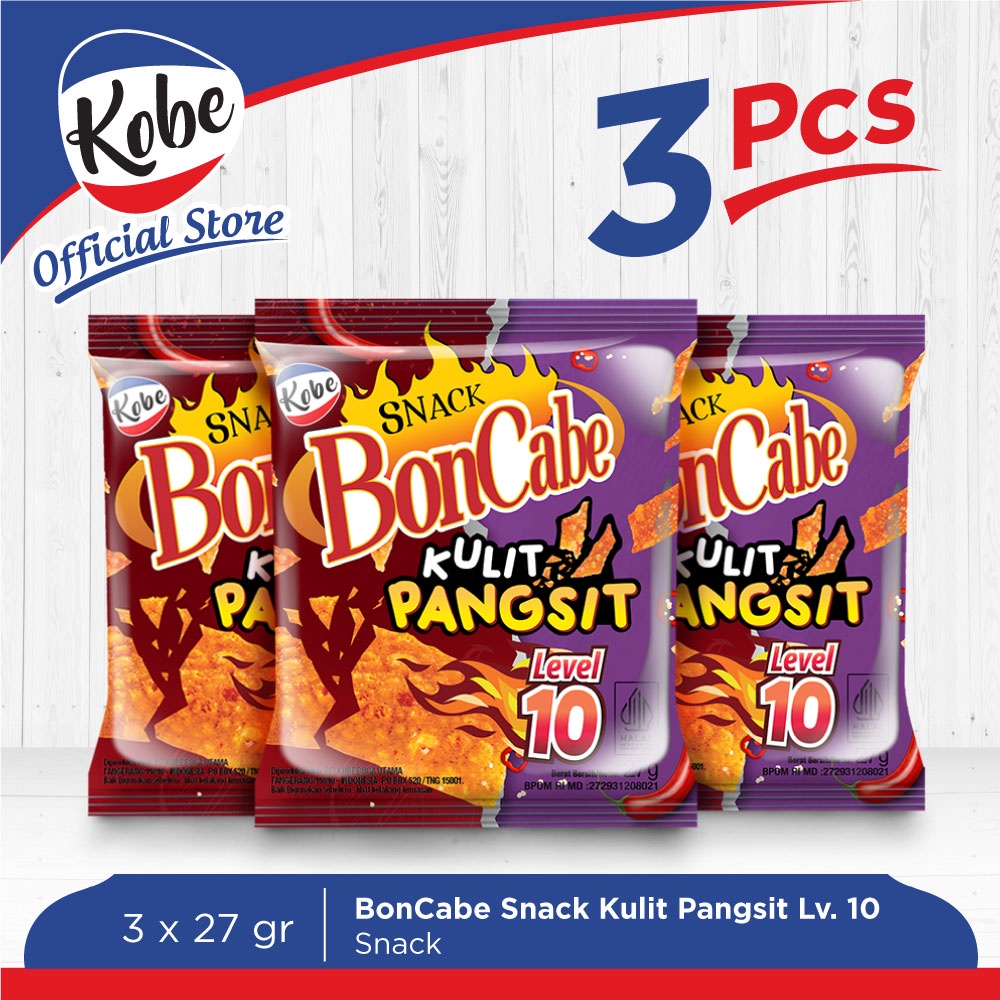 Jual Kobe Snack BonCabe Kulit Pangsit Level 10 27gr x 3pcs | Shopee ...