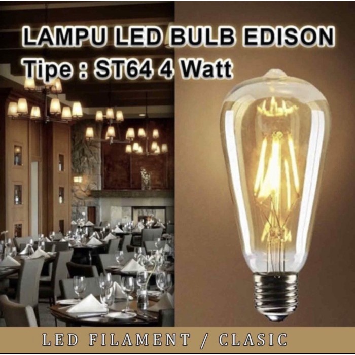 Jual Lampu Led Filament Classic Retro Edison Bulb 4 Watt Warm | Shopee ...