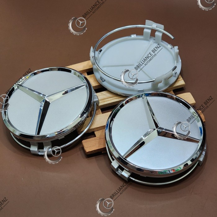 Jual DOP VELG RODA EMBLEM MERCEDES BENZ 75MM SILVER CHROME WHEEL CAP ...