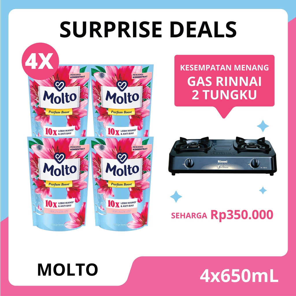 Jual Molto Pelembut Pewangi Pakaian Softener Konsentrat Parfum Boost Casablanca Lily 650 mL x4 ...