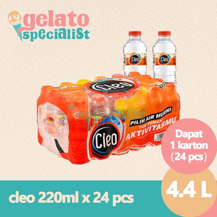 Jual Cleo Mineral Water 220ml 1 pack isi 24pcs | Shopee Indonesia