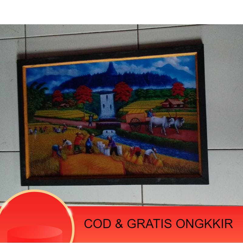 Jual Lukisan murah poster murah hiasan dinding gambar panen raya candi ...