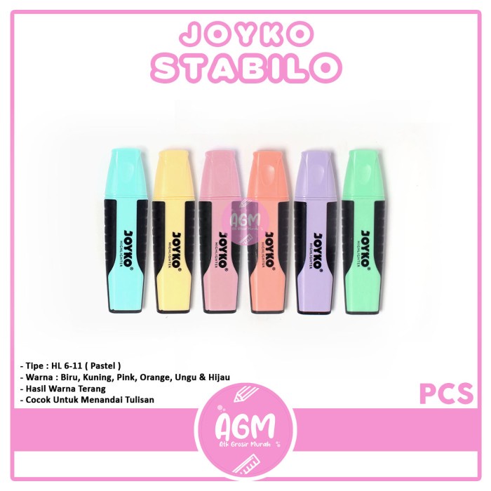 Jual JOYKO - Highlighter PASTEL Series atau Penanda Pastel Seri - Pcs ...