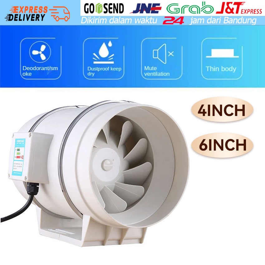 Jual 4Inch Duct Fan Booster Exhaust Blower Toilet Dapur Restoran Udara ...