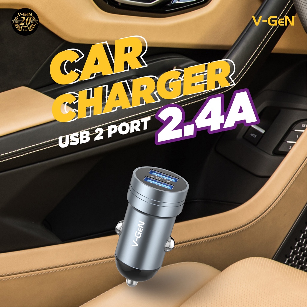 Jual V-GeN Car Charger 2 Port 2.4A VCC2-33 | Shopee Indonesia