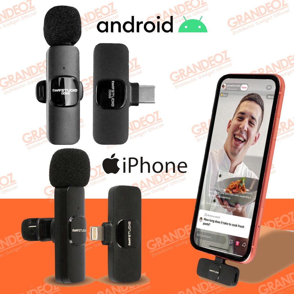 Jual TaffSTUDIO Microphone Wireless Lavalier Lapel Live USB Type C Tipe ...