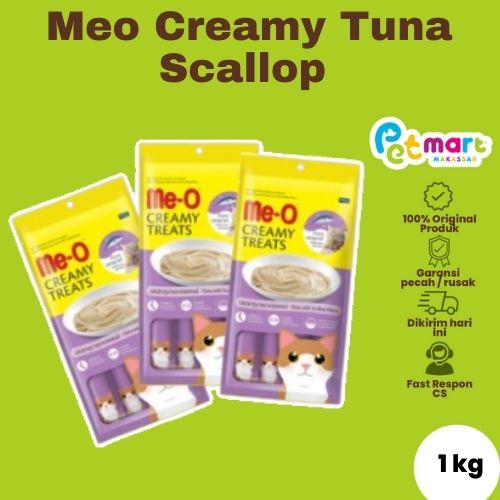 Jual Snack Kucing Basah Meo Creamy Treats Rasa Tuna Scallop 60 gr isi 4 ...
