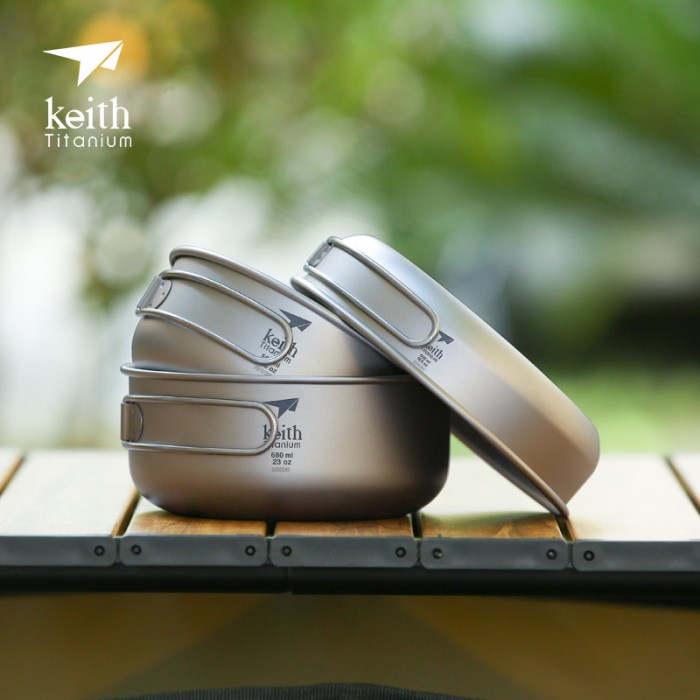 Jual Keith Ti6053 3-Piece Titanium Pot and Pan Cook Set Alat Masak ...