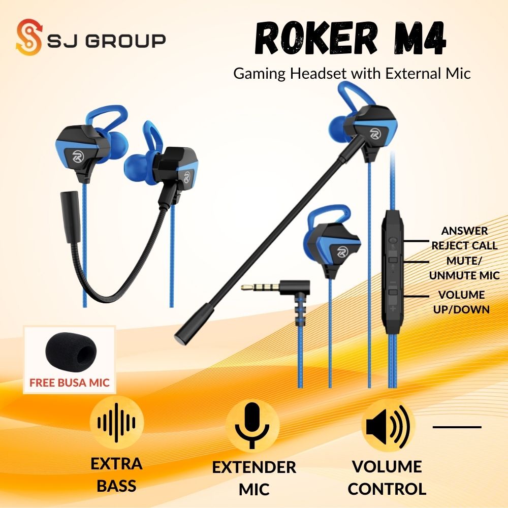 Jual ROKER M4 Headset Gaming Earphone with Extented MIC Extreme Bass ...