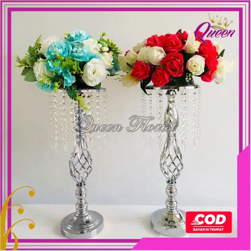Jual Vas Standing Akrilik Wajik Bahan Logam Besi Kristal Bunga Manik ...