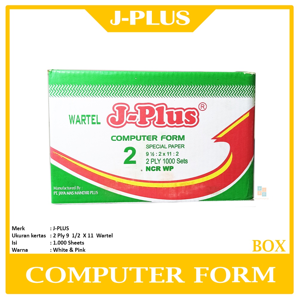 Jual J-PLUS - Continous Form 2 Ply 9 1/2 x 11/2 Wartel Kertas Komputer ...
