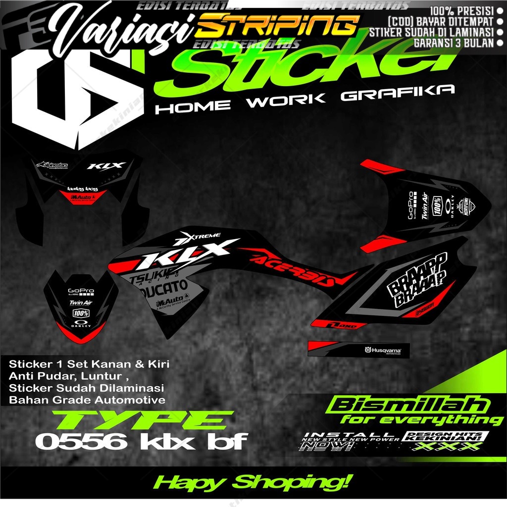 Jual 0556 Stiker Striping List Variasi KLX 150 BF SE G Simpel | Shopee ...