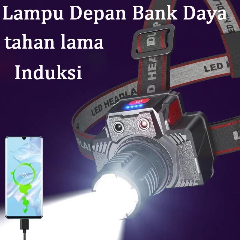 Jual Senter Kepala Led zoom super/lampu depan tahan air sensor gerak/LED senter super terang/USB ...