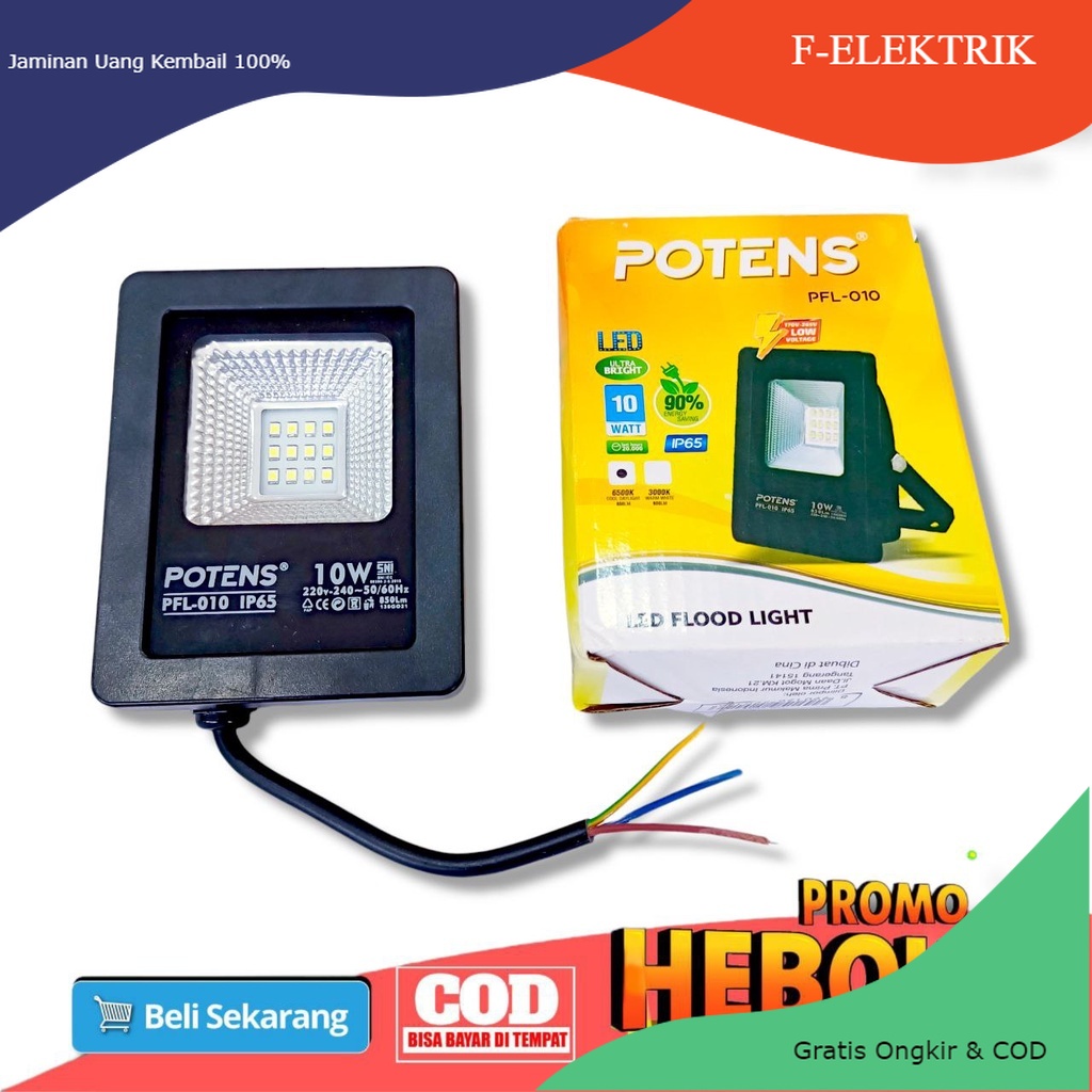 Jual Lampu led sorot POTENS 10 WATT lampu penerangan jalan lampu sorot ...
