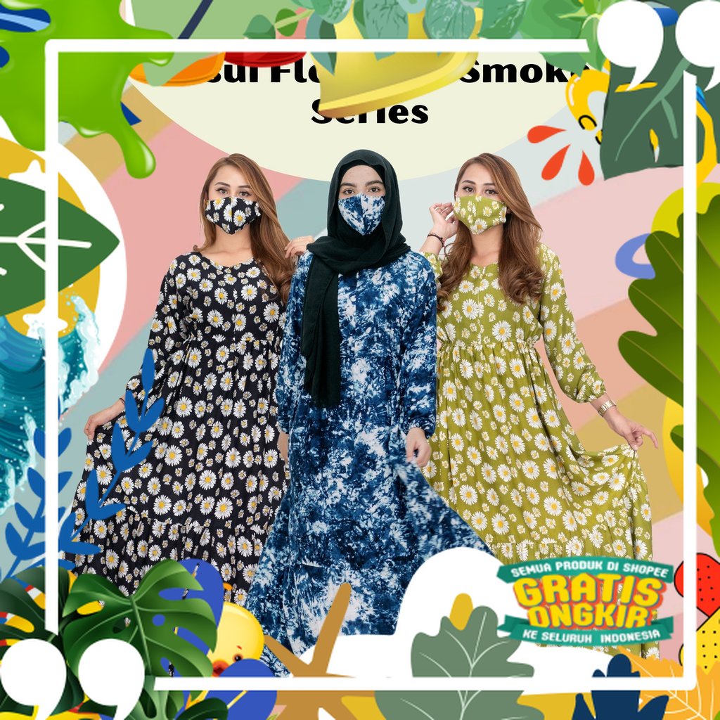 Jual Gamis Busui Motif Smoke Dan Bunga/ solat sholat ied idul adha ...