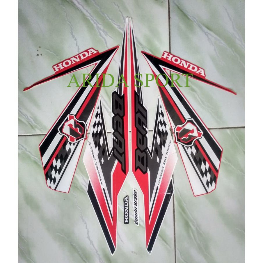 Jual Stiker Beat stiker striping motor honda beat cbs 2018 putih merah ...