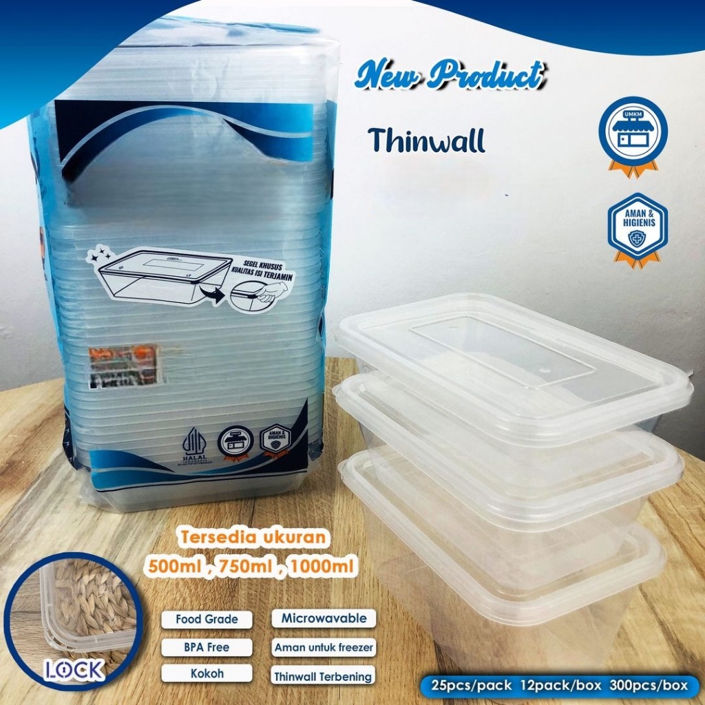 Jual Thinwall Rectangle Klir 500ml 650ml 750ml 1000ml 1500ml