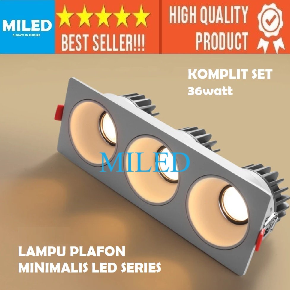 Jual LAMPU LED PLAFON 36 WATT 3 MATA / DOWNLIGHT TANAM PLAFON INBOW ...