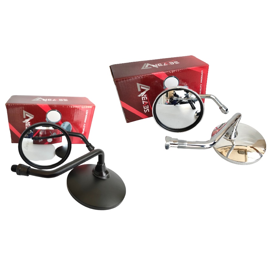 Jual Spion Retro Mini Pendek Bulat kaca Cembung Putih Universal Motor ...