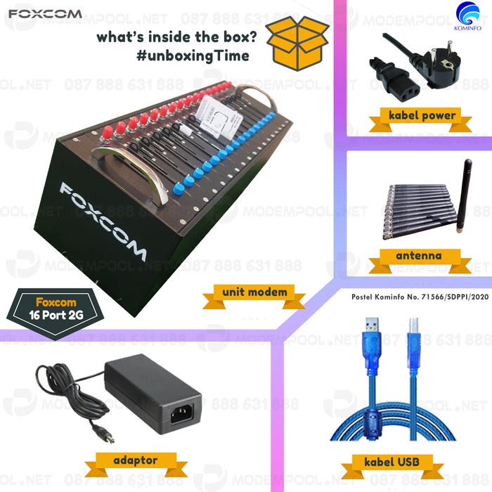 Jual Modem Pool Foxcom 16 Port 2G Alat Dial USSD Massal Support Smart ...