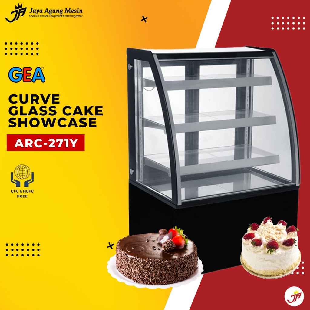 Jual GEA CURVED GLASS CAKE SHOWCASE / ARC-271Y | Shopee Indonesia