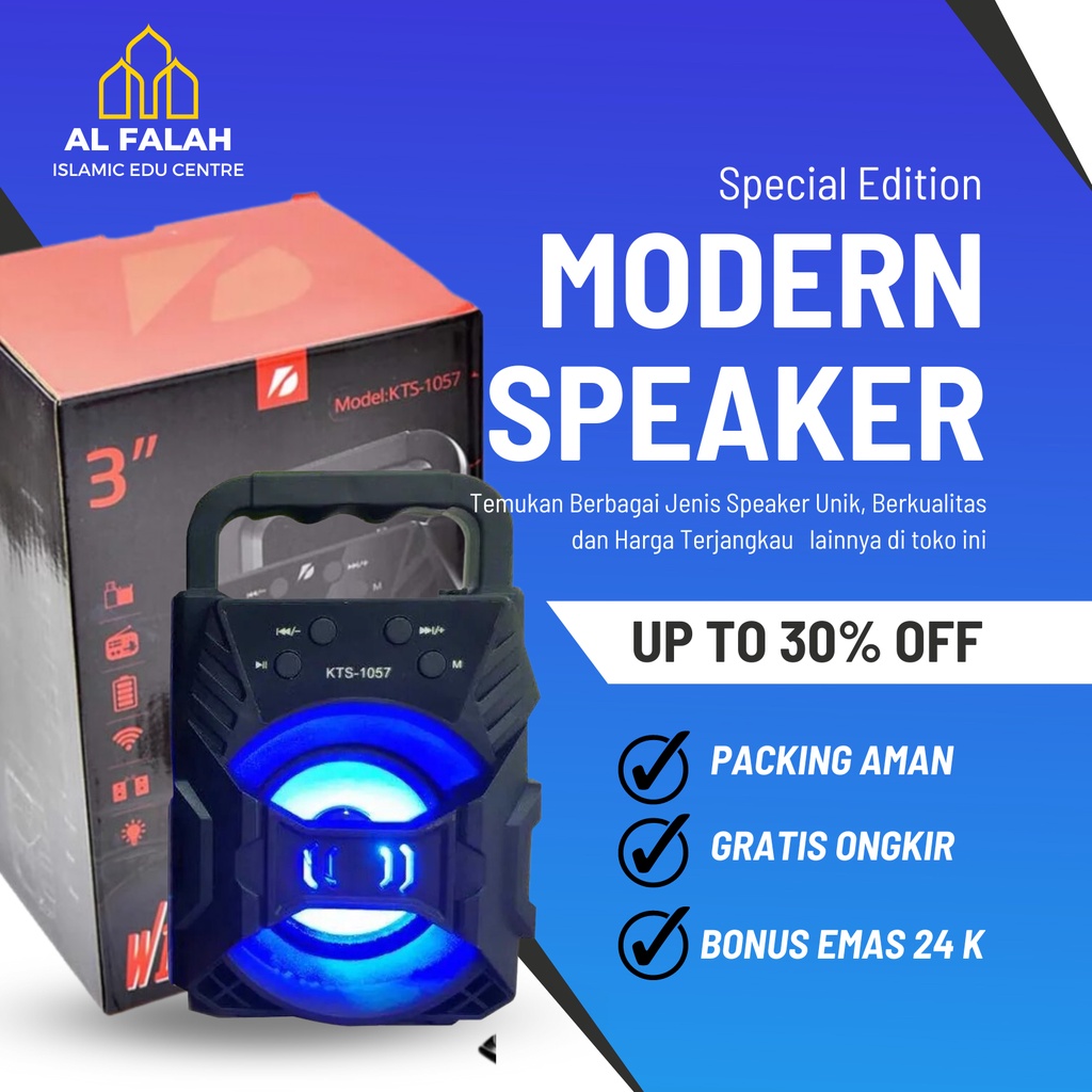 Jual Speaker Wireless Bluetooth Super Bass Lampu LED RGB KTS-1057 Portable | Shopee Indonesia