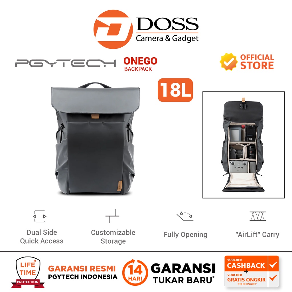Jual PGYTECH OneGo Backpack 18L Pgytech Backpack Obsidian Black ...