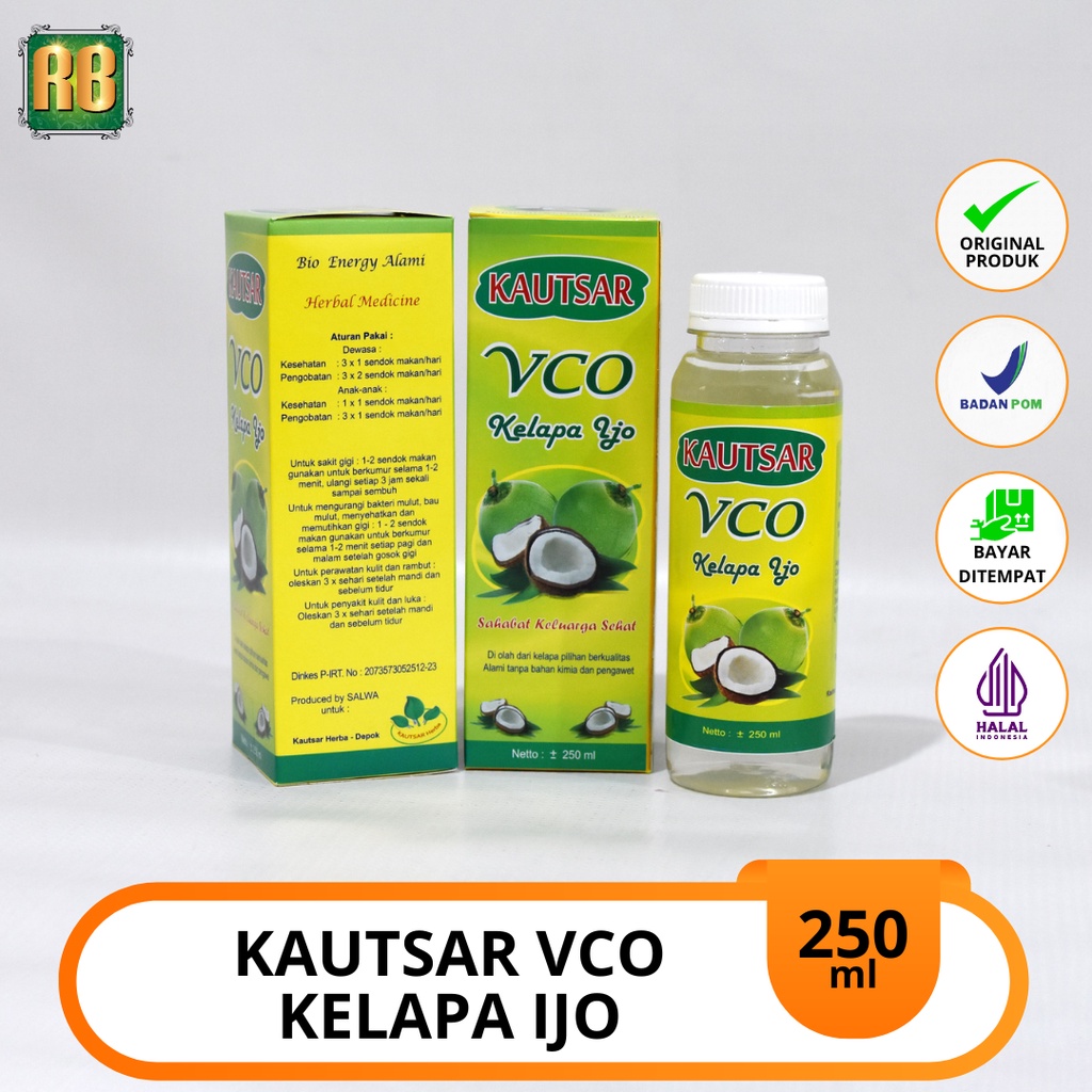 Jual KAUTSAR VCO Minyak Kelapa Ijo Hijau Virgin Cococnut Oil 250ml ...