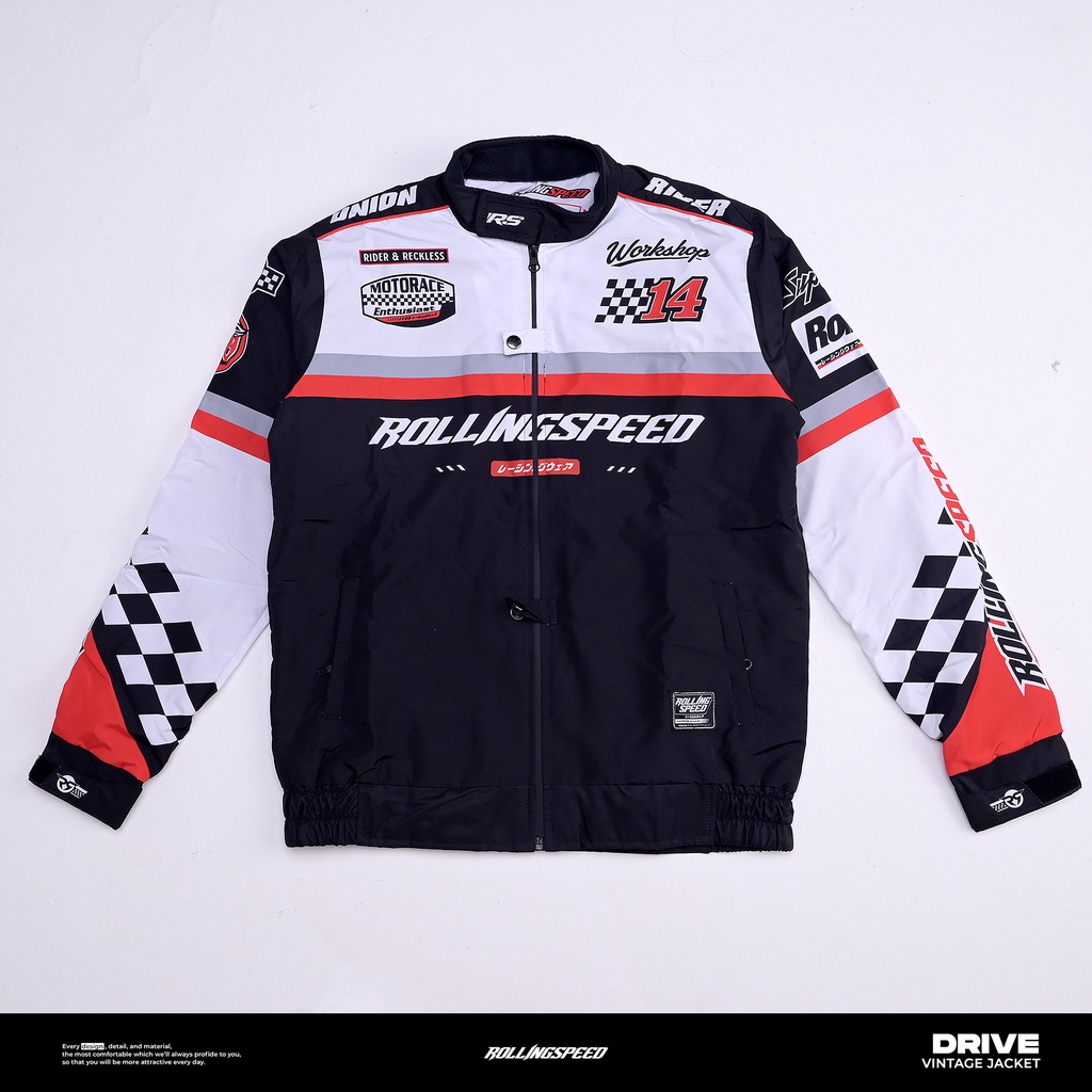 Jual Rollingspeed Vintage Drive Jacket - Jaket Motor Black and White ...