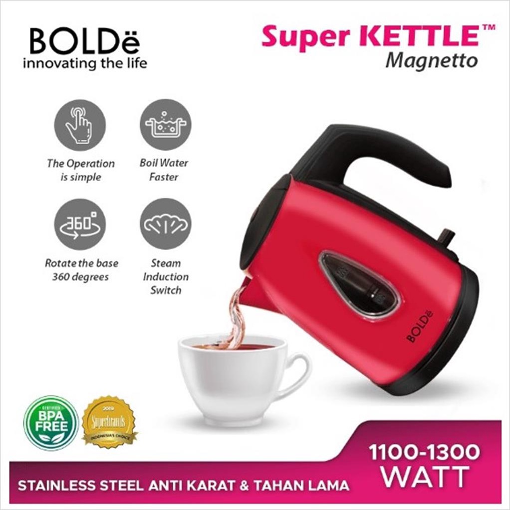Jual BOLDe Super Kettle Magnetto Electric - Teko Listrik 1 Liter ...