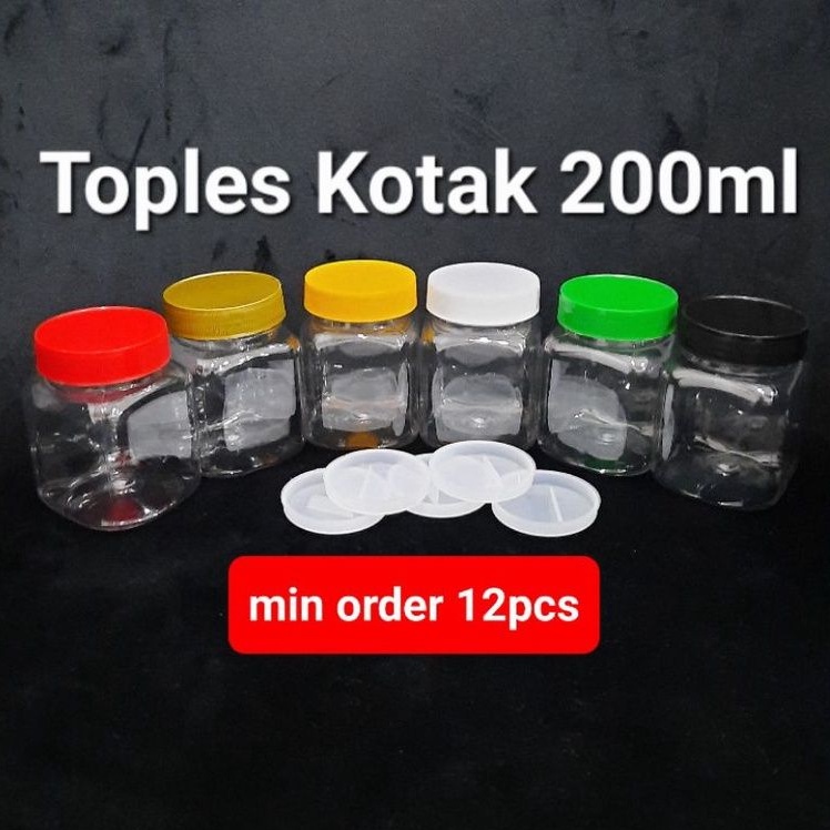 Jual Toples KOTAK 200ml + Sumpal | Toples 200ml | Botol Kotak 200ml PET ...