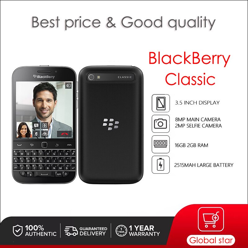Jual BlackBerry Classic Q20 -5 Refurbished Original Unlocked Cellphone ...