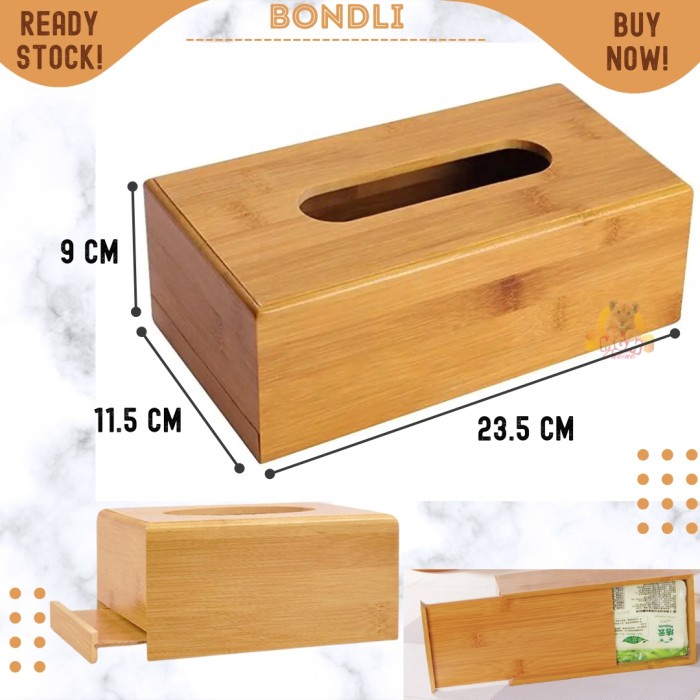 Jual Bondli kotak tisu bambu asli 23x11 cm tempat tissue kayu asli ...