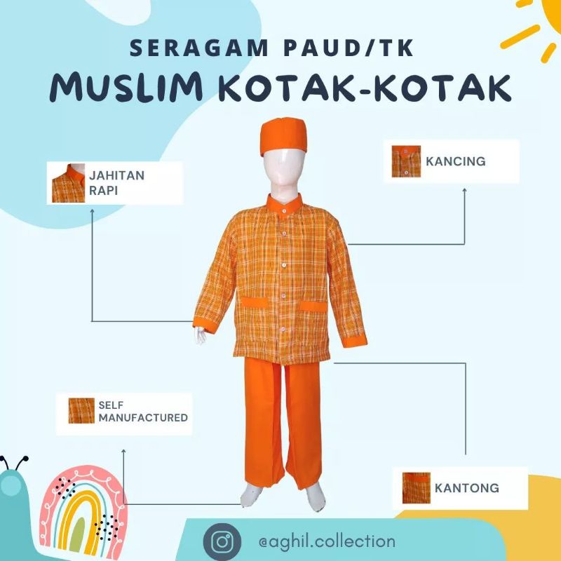 Jual CV34DF SERAGAM TK/PAUD MUSLIM KOTAK-KOTAK BAJU TK/PAUD MUSLIM ...