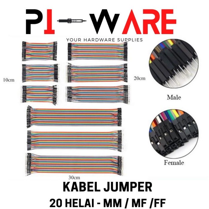 Jual Kabel Jumper 20 Pcs Helai 10cm 20cm 30cm Male Female Dupont Untuk ...