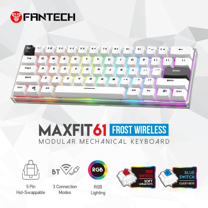 Jual KEYBOARD GAMING MECHANICAL RGB FANTECH MAXFIT61 FROST WIRELESS ...