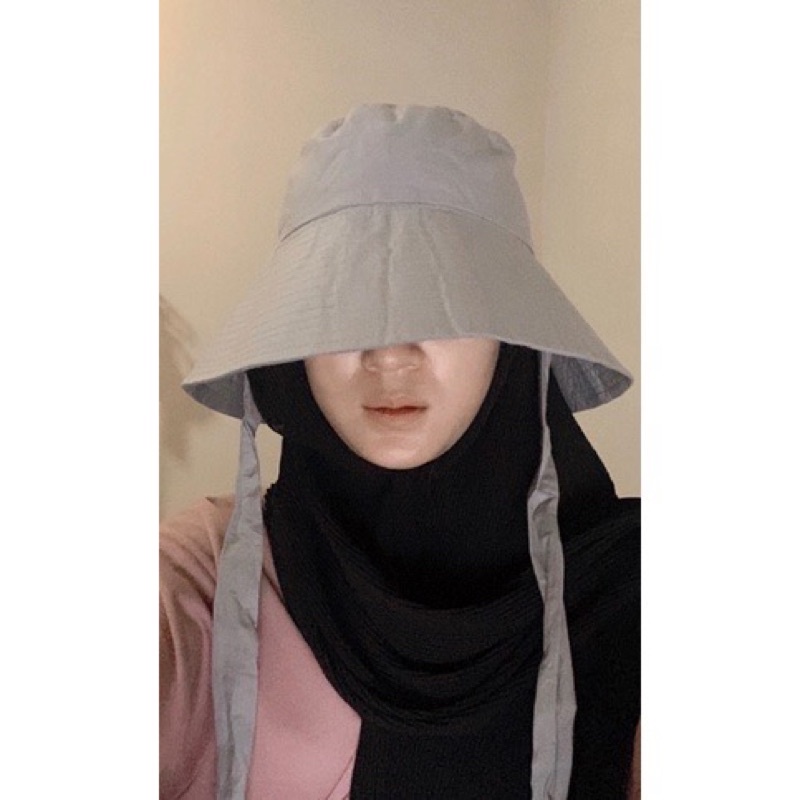Jual ( COD ) WIDE BUCKET HAT HIJAB selebgram aksen tali /topi wanita ...