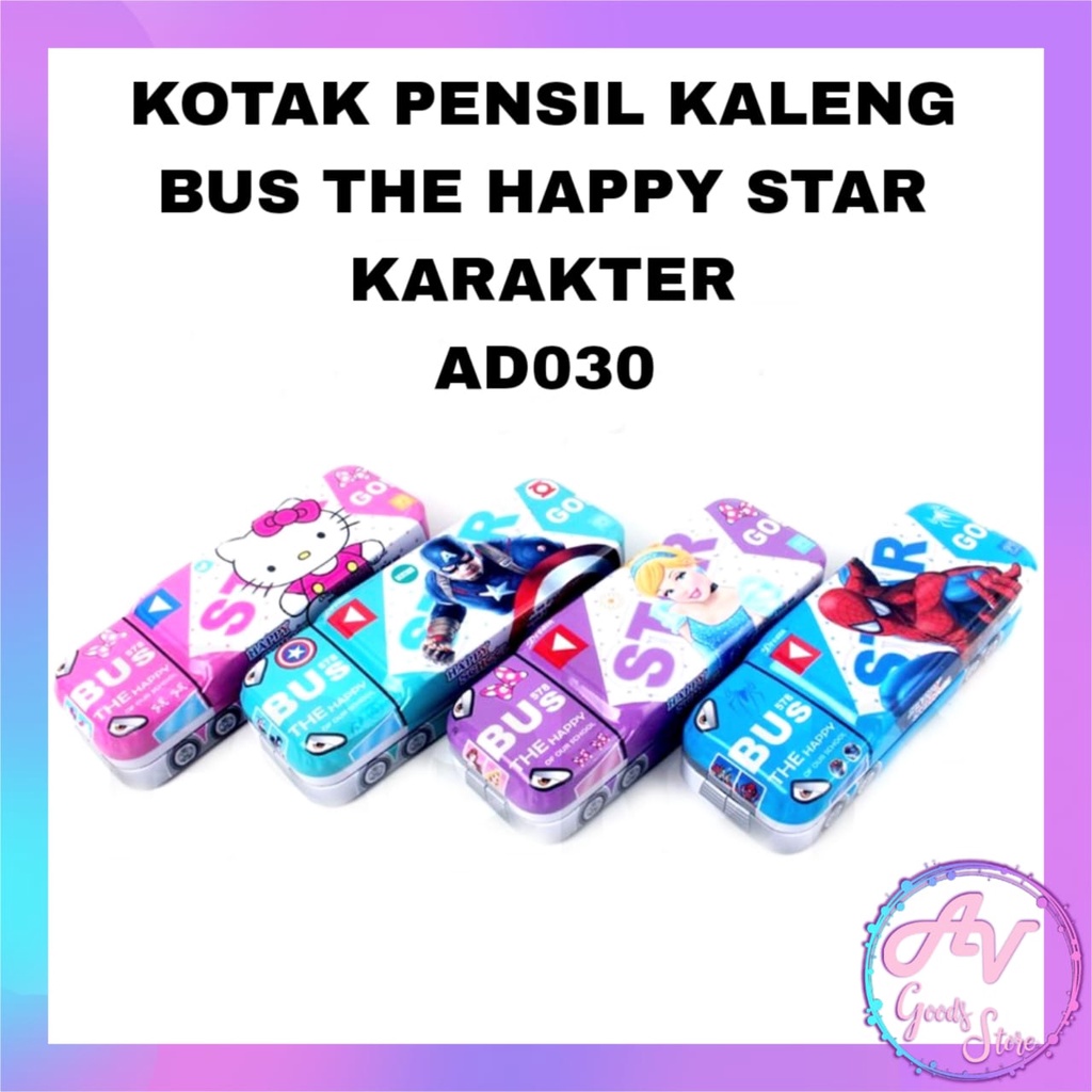 Jual Kotak Pensil Kaleng Bus The Happy Star Karakter AD030 / Tempat ...