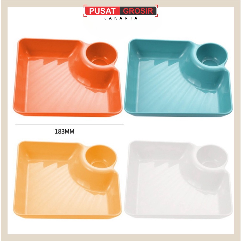Jual GO-P08 Piring Saji Wadah Snack Piring Snack Square Bahan Plastik ...